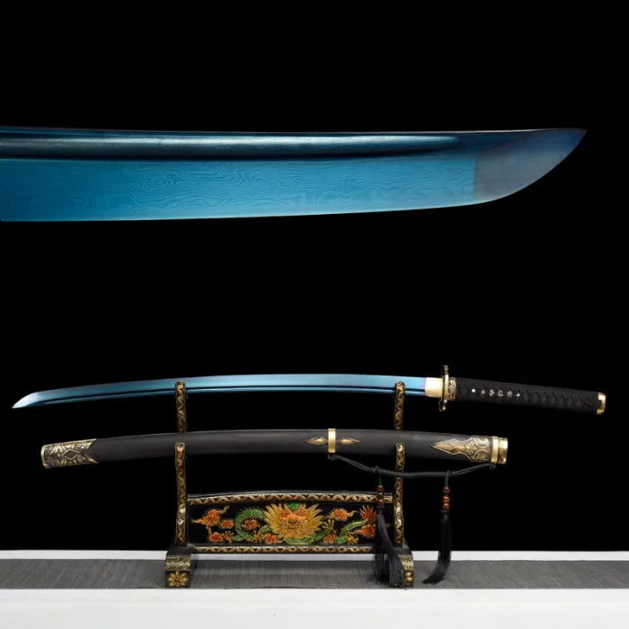Blue Damascus Steel Katana | Katana